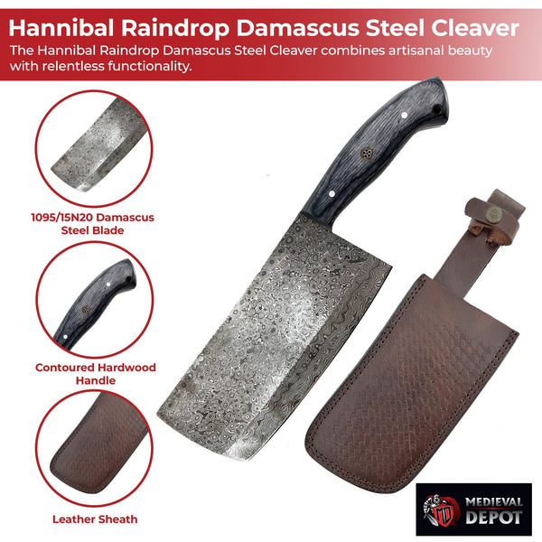 Hannibal Raindrop Damascus Steel Cleaver – Domestic Platypus