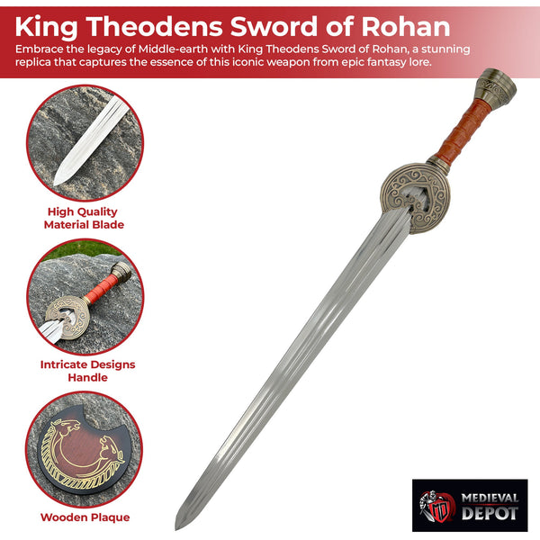 LOTR King Theoden Sword of Rohan with Display Plaque – Domestic Platypus