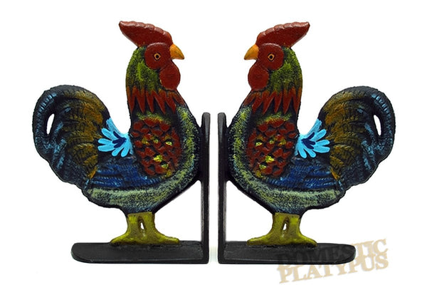 Cast Iron Rooster Bookends – Domestic Platypus