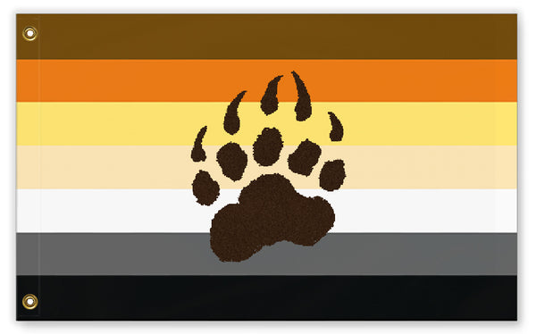 LGBTQ BEAR PRIDE FLAG Gay GLBT LGBTQ Brown Striped with or without Paw ...
