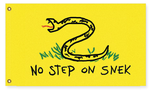 No Step on Snek Flag, Drawn Version, Funny Gadsden Parody Snake Meme ...