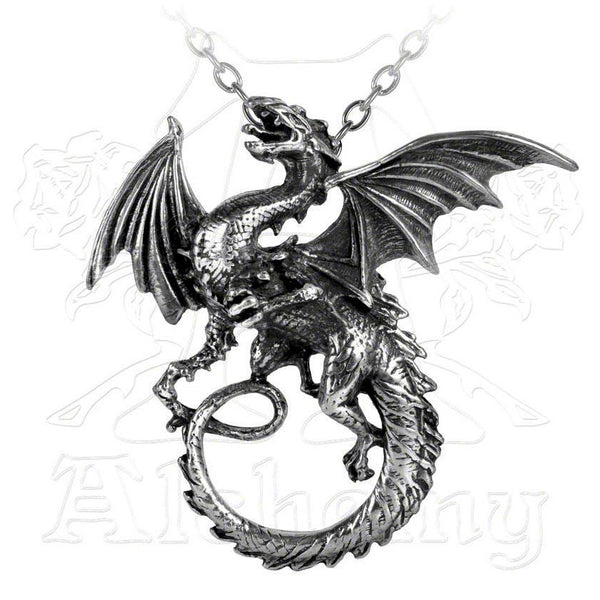 Whitby Wyrm Dragon Pendant Necklace, Alchemy Gothic – Domestic Platypus