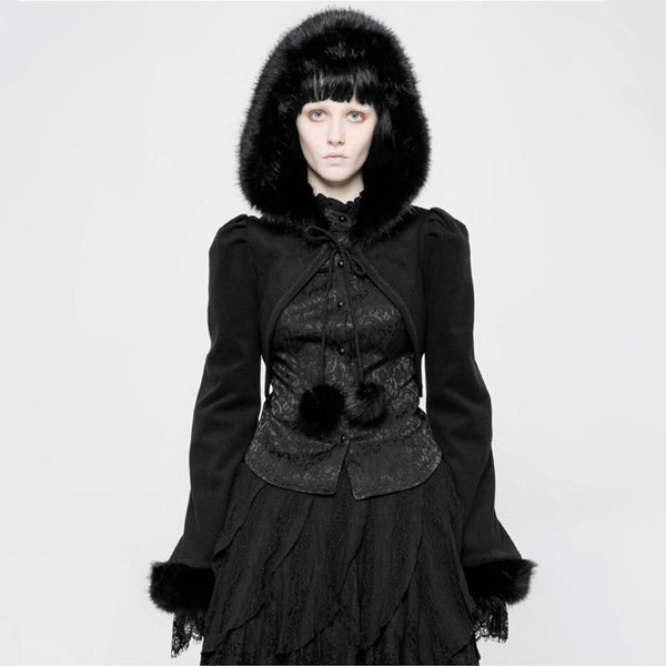 Punk Rave ILSA SHRUG Hooded Victorian Gothic Faux Rabbit Fur Jacket ...