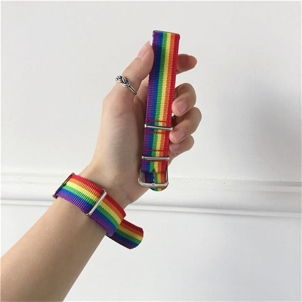 LGBTQ Pride Rainbow Wrist Strap Bracelet with Buckle – Domestic Platypus
