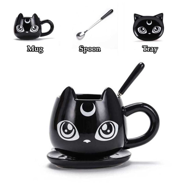 Lunar Cat Mug Spoon and Saucer Set – Domestic Platypus